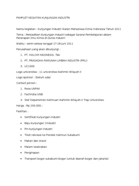 Pamflet Kegiatan Kunjungan Industri Pdf