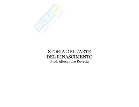 Appunti Di Storia Dellarte Del Rinascimento