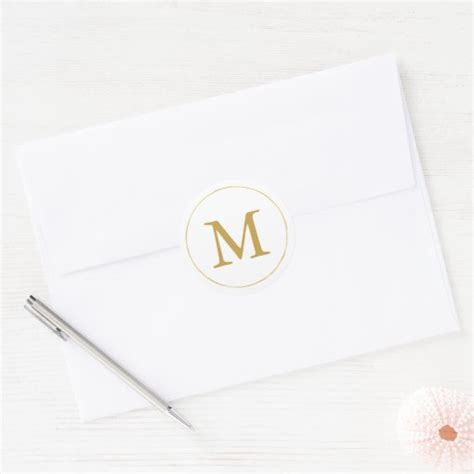 Gold Monogram Classic Round Sticker Zazzle