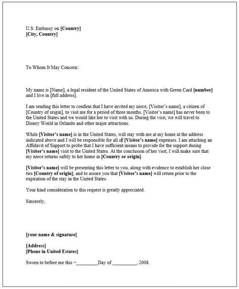 Carta De Invitacion Usa