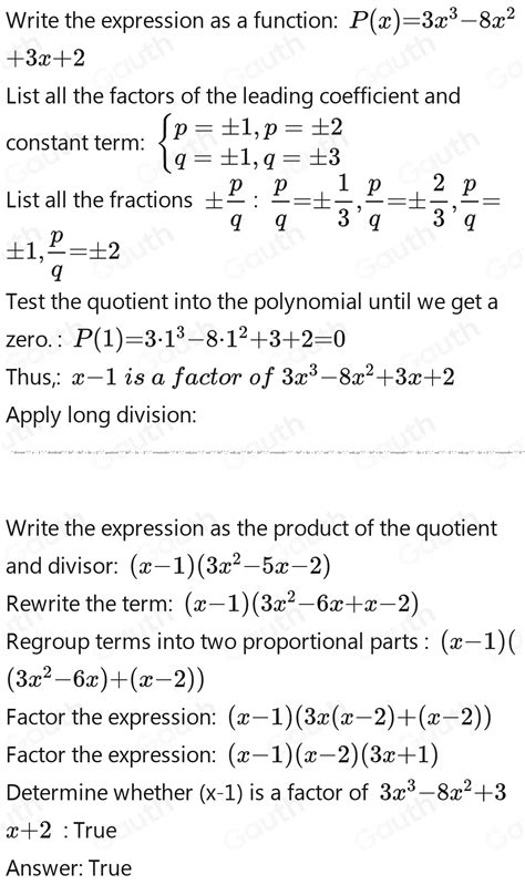 Solved 1 Show That X 1 Is A Factor Of 3x3 8x23x2 Math