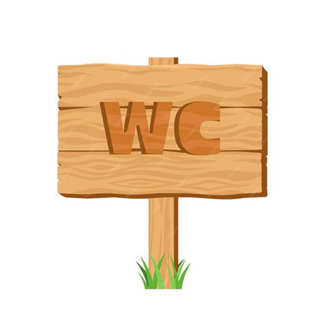 Premium Vector Wc Wooden Signboard Cartoon Vector Illustration Wooden