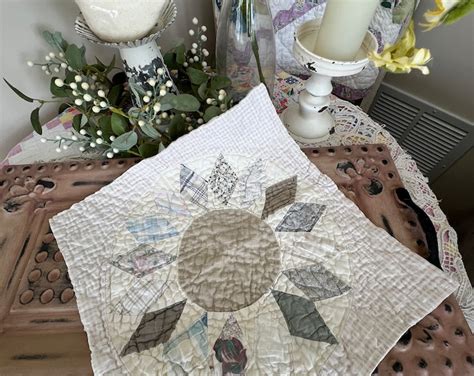 Vintage Cutter Quilt Piece Feedsack Print Patchwork Block For