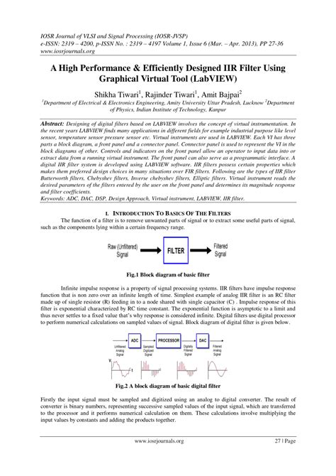 PDF A High Performance Efficiently Designed IIR Filter Using Graphical Virtual Tool LabVIEW