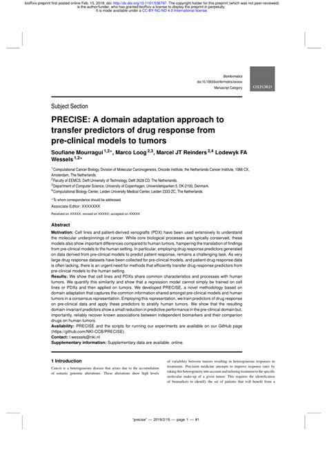 Pdf Precise A Domain Adaptation Approach To Transfer Predictors Of