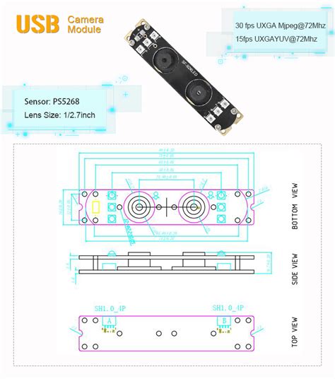 China 2mp Ps5268 Sensor Hd Dual Lens Camera Module Suppliers Factory