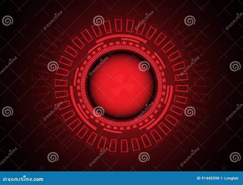 Red Danger Circle Of Cybercrime In Technology Background Stock Vector Illustration Of