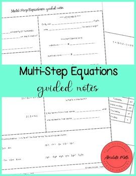Multi Step Equations Guided Notes By Absolute Math TpT