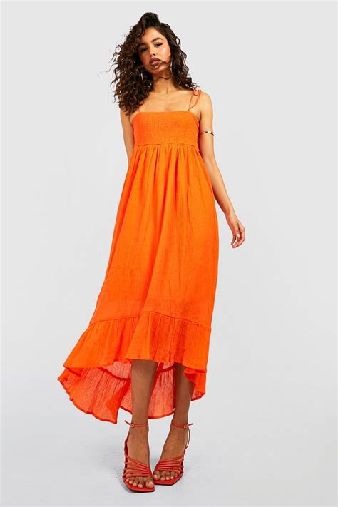 Cheesecloth Shirred Ruffle Midi Dress Boohoo