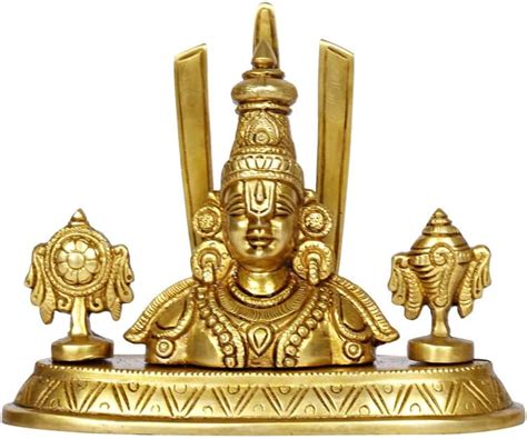 Buy Aalayam Selveer Brass Shankh Chakra Stand With Perumal Idol Small