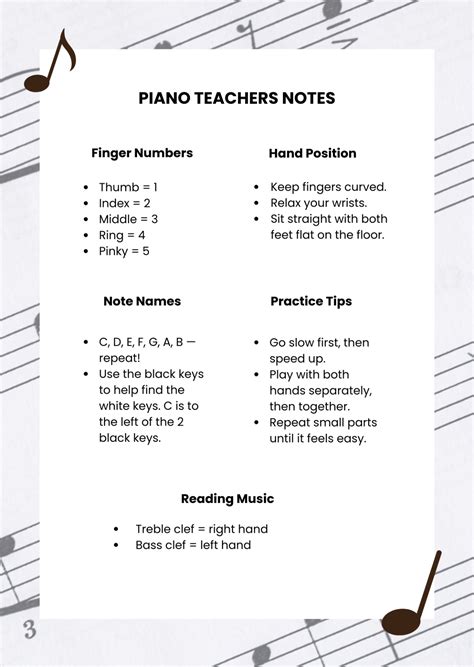 Free Easy Piano Notes Template To Edit Online