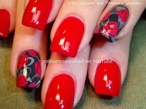 Robin Moses Nail Art Rose Nails Roses Nail Art Dark Flower Nails Red Rose Nails Roses