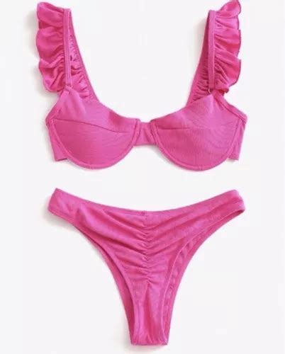 Conjunto Biquíni Alças Babado Calcinha Aumenta Bumbum Parcelamento sem juros