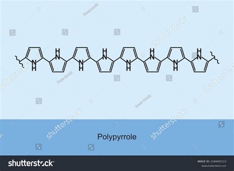 Polypyrrole Polymer Chemical Structure On Blue Stock Vector Royalty
