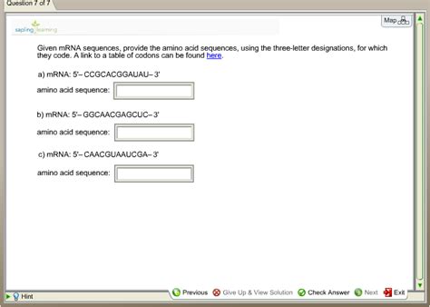 solved question 7 of 7 map deb a pling given mrna sequences