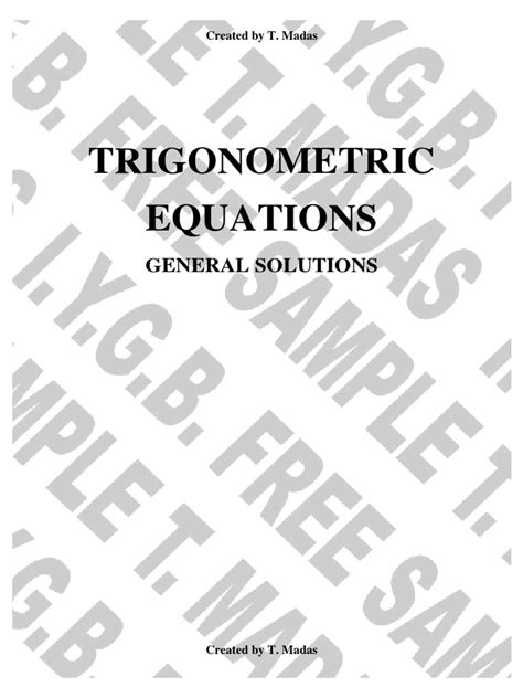 General Solutions Of Trigonometric Equations Pdf Trigonometric