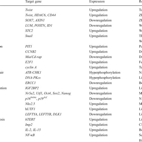 Hmga2 Mediated Gene Expression And The Target Gene Functions Download