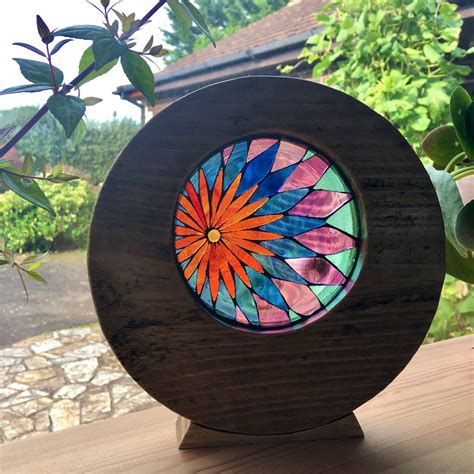 Round Framed Stained Glass Mosaic Siobhan Allen