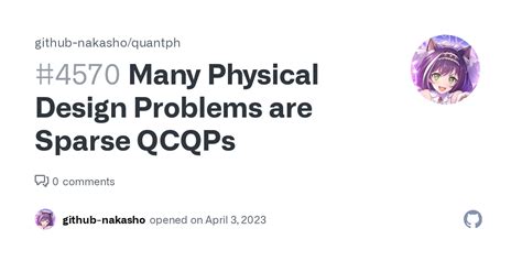 Many Physical Design Problems Are Sparse Qcqps · Issue 4570 · Github Nakashoquantph · Github