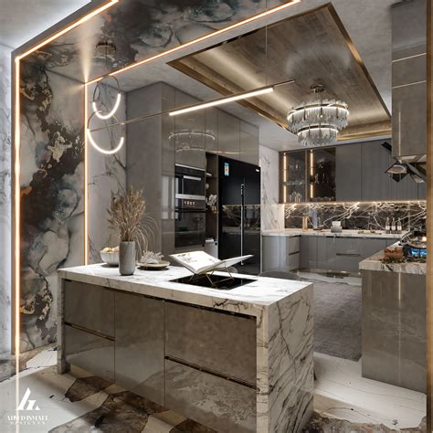 Luxury Kitchen Design With Marble Countertops