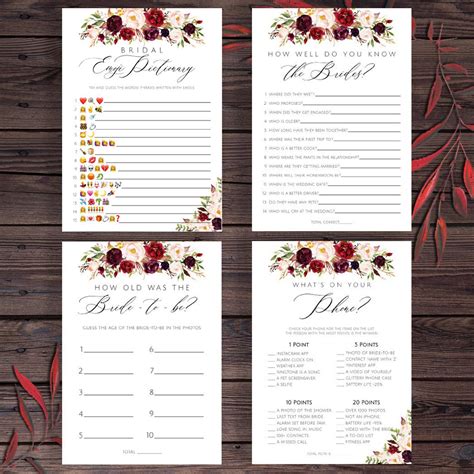 Same Sex Bridal Shower Game Bundle Marsala Lesbian Bridal Etsy