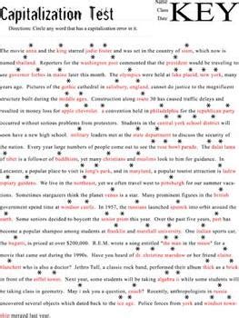 Capitalization Test W Answer Key By Created For Learning TpT