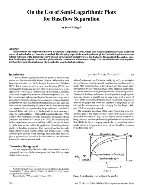 Pdf On The Use Of Semi‐logarithmic Plots For Baseflow Separation