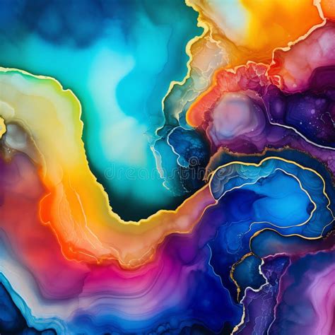 Beautiful Rainbow Shades Alcohol Ink Clipart Illustration Stock Illustration Illustration Of
