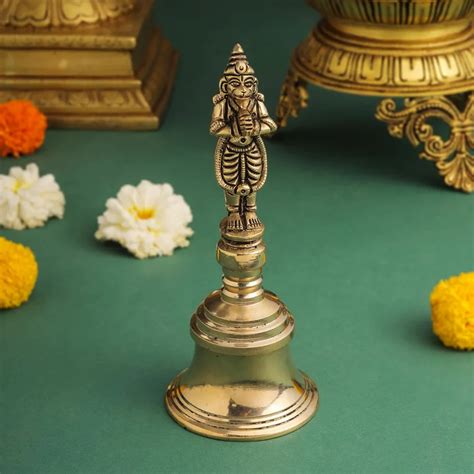 Golden Polished 9 Inch Brass Om Design Hand Bell For Worship At Rs 99piece In Moradabad