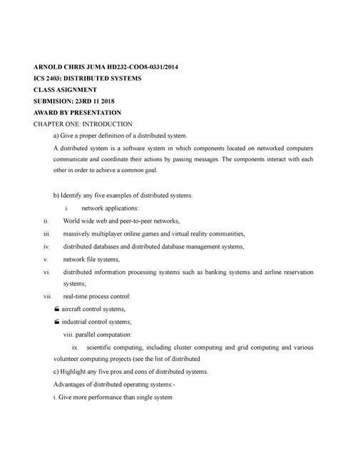 Arnoe Dbms Arnold Chris Juma Hd232 Coo8 0331 Ics 2403 Distributed