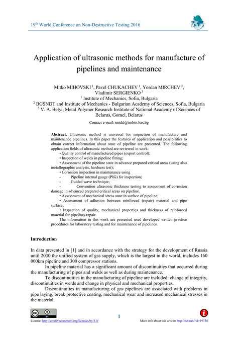Application Of Ultrasonic Methods For Manufacture Pdf