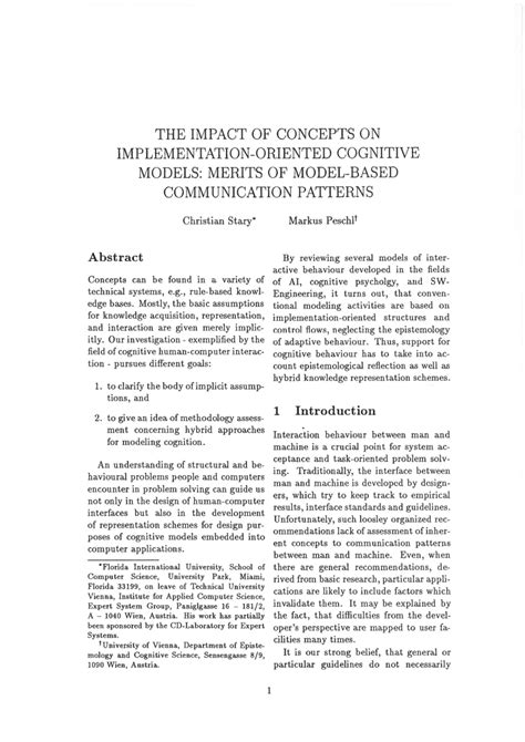 Pdf The Impact Of Concepts On Implementation Oriented Cognitive