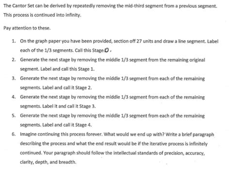 Solved The Cantor Set Can Be Derived By Repeatedly Removing