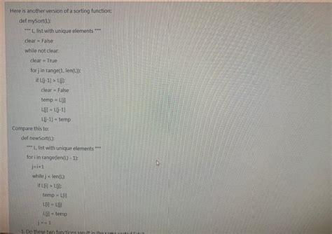 Solved Here Is Another Version Of A Sorting Function Def Chegg Com