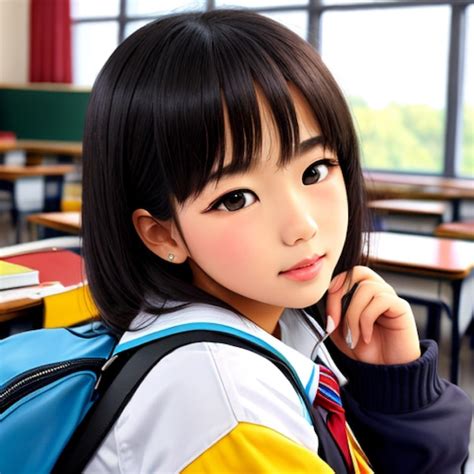 Premium Photo Girl In Classroom With Backpack
