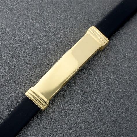 Bratari Barbati Aur Cu Silicon Placuta Aur 14k Culoare Aur Galben Personalizata Cu Gravura