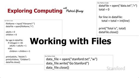 Stanford CS105: Introduction to Computers | 2021 | Lecture 19.2 Working with Files - YouTube
