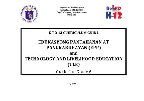 Epptle Curriculum Guide Republic Of The Philippines Department Of