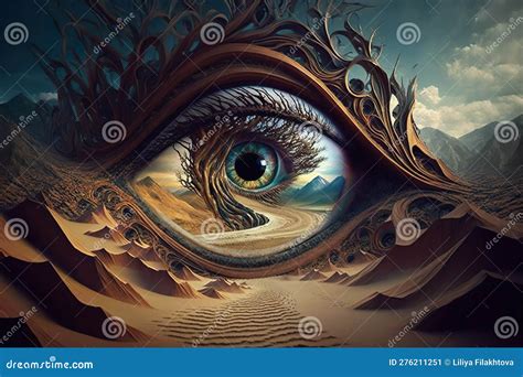 Attenive Look All Seeing Eye Contemporary Surreal Art Concept Of