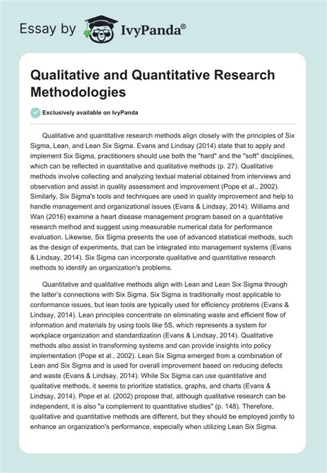 Qualitative And Quantitative Research Methodologies 348 Words Essay