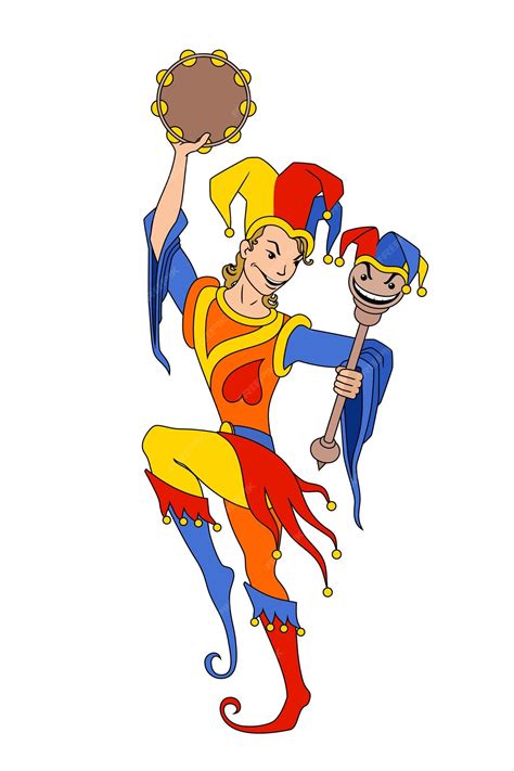 Premium Vector Vector Illustration Of A Dancing Jester Or Joker With