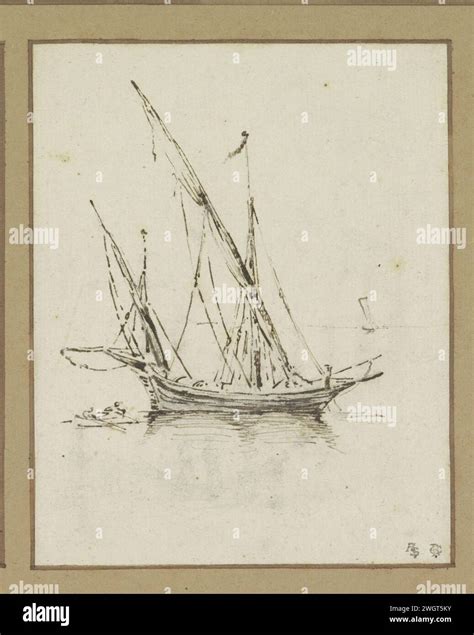 Ship With Two Masts Luca Carlevarijs Possible 1675 1731 Drawing
