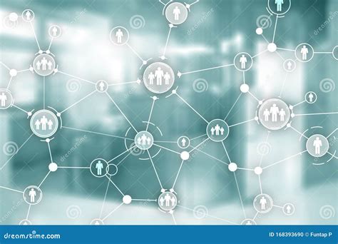 Connected People Blocks On Blue Background Concept Of Order