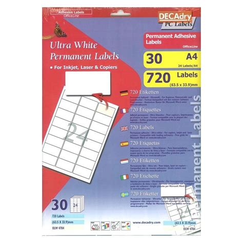 Decadry Sheet Labels 24up Pk30