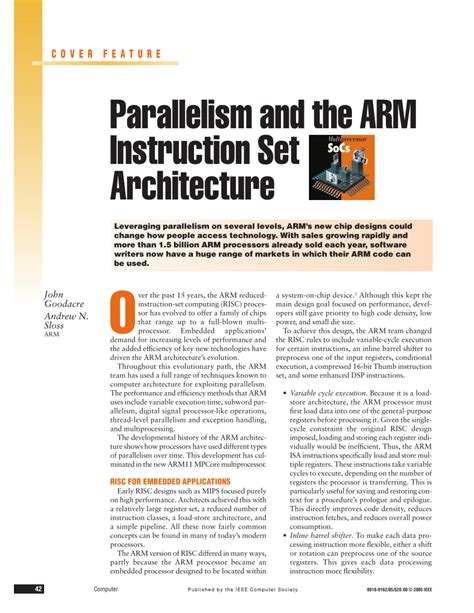 pdf parallelism and the arm instruction set architecture