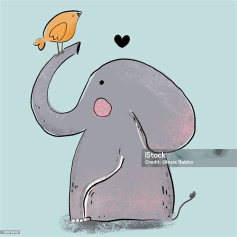 파란색 배경에 귀여운 아기 코끼리 벽지 초대 엽서 인사말 카드 옷 섬유 그림 0명에 대한 스톡 벡터 아트 및 기타 이미지 0명 귀여운 일러스트레이션 Istock