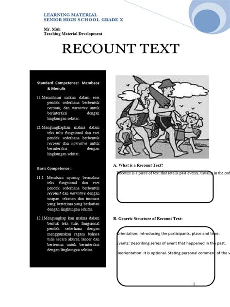 Sir Muh Recount Text Learning Material Pdf Grammatical Tense Verb
