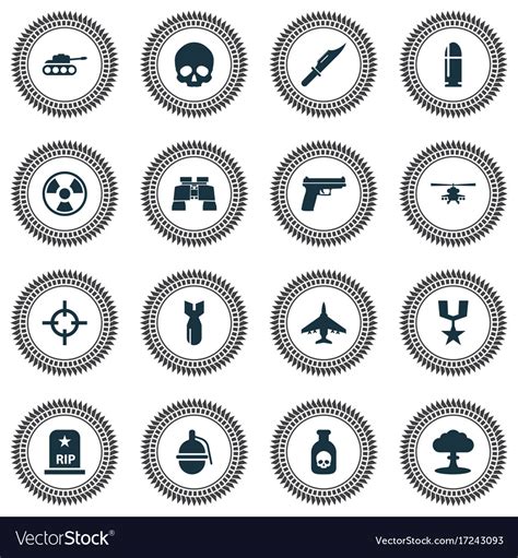 Combat icons set collection of slug bombshell Vector Image