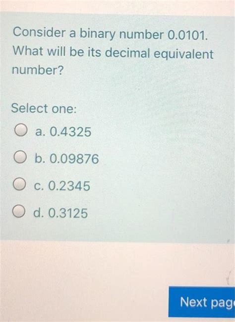 solved consider a binary number 0 0101 what will be its