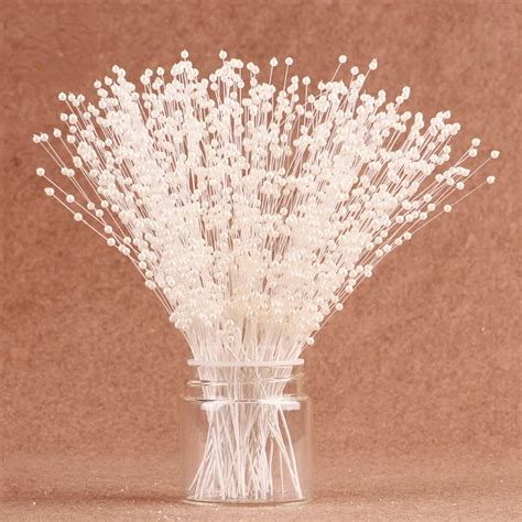 10 50 pçs bunch string pérola varas buquês de noiva branco frisado